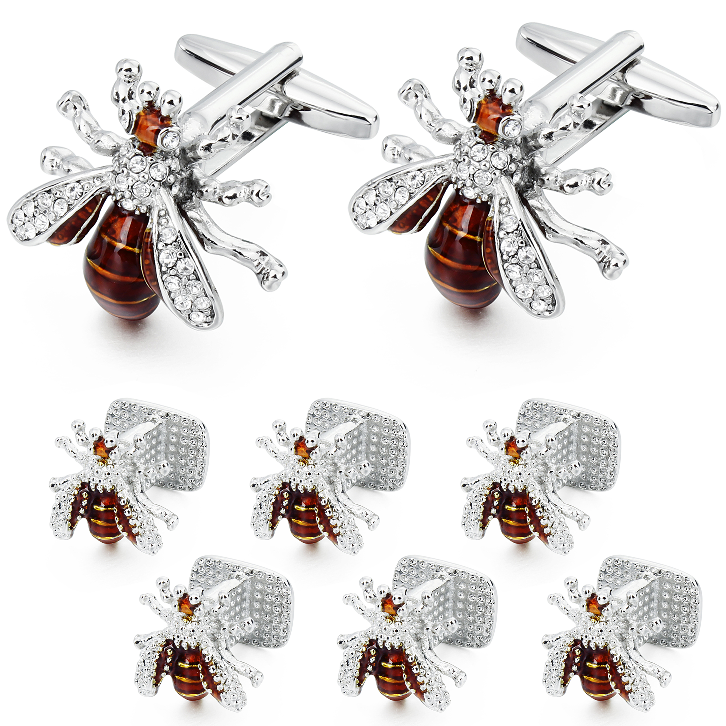 Hawson Crystal Bee Manchetknopen En Studs Set Voor... – Grandado