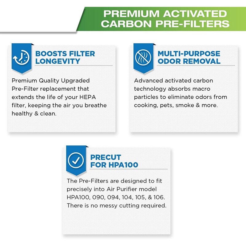 8PCS Premium Carbon Activated Pre Filters Air Puri... – Vicedeal
