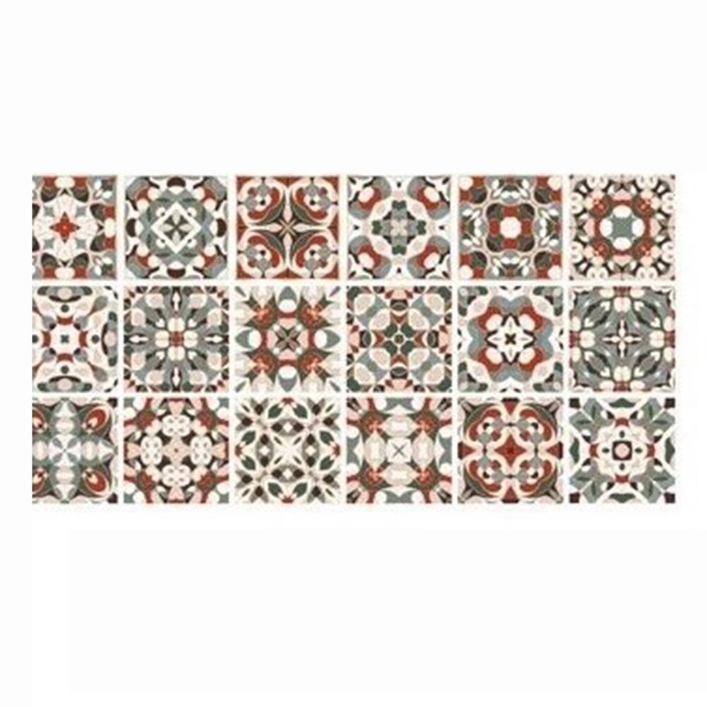 Retro Pattern Tile Floor Stickers PVC Bathroom Kit... – Grandado