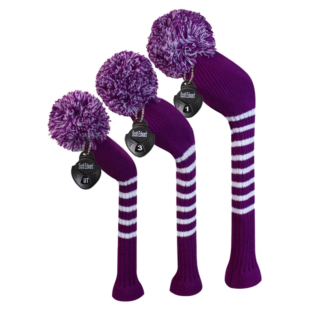 Purple Color Knit Golf Headcover, set of 3 for Dri... – Grandado