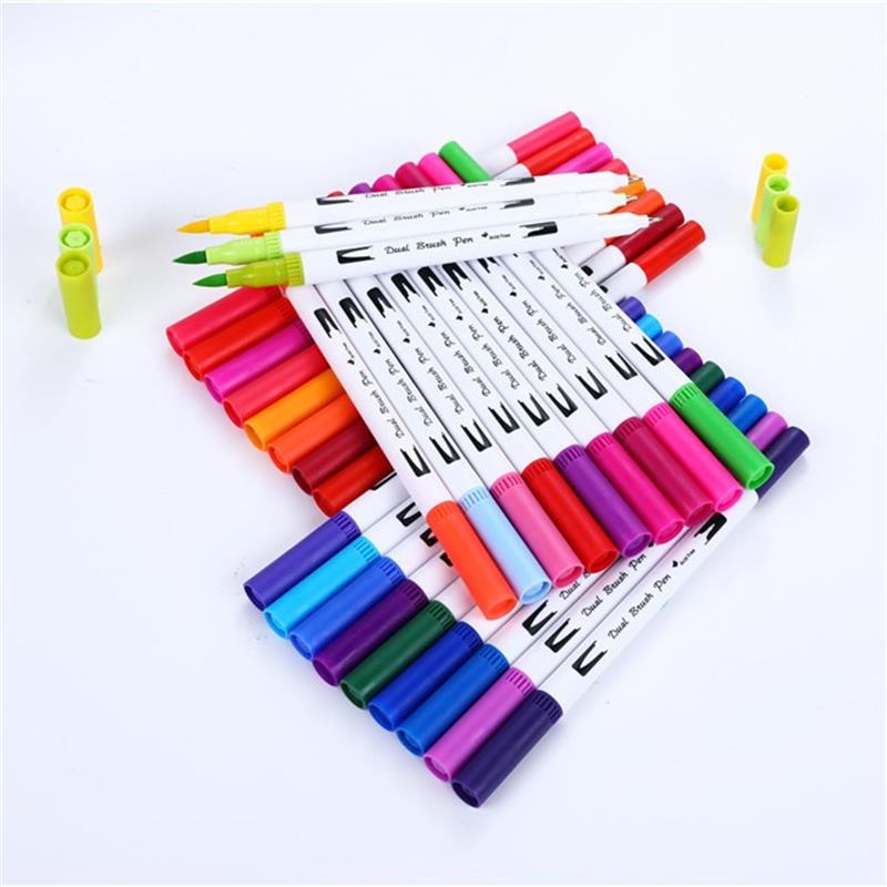 120 Colors Fine Liner Dual Tip Brush Pen Children'... – Vicedeal