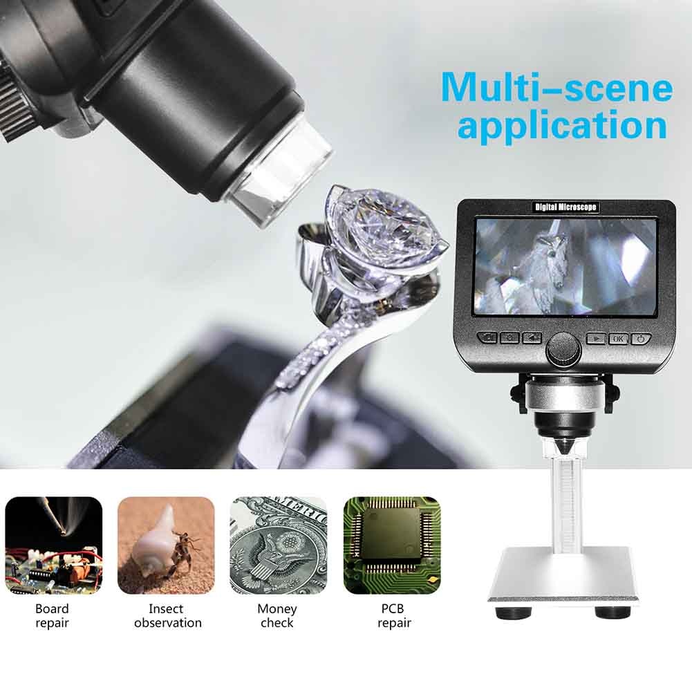 4.3 Inch Digital Microscope 8 Leds Lab Rechargeabl... – Grandado