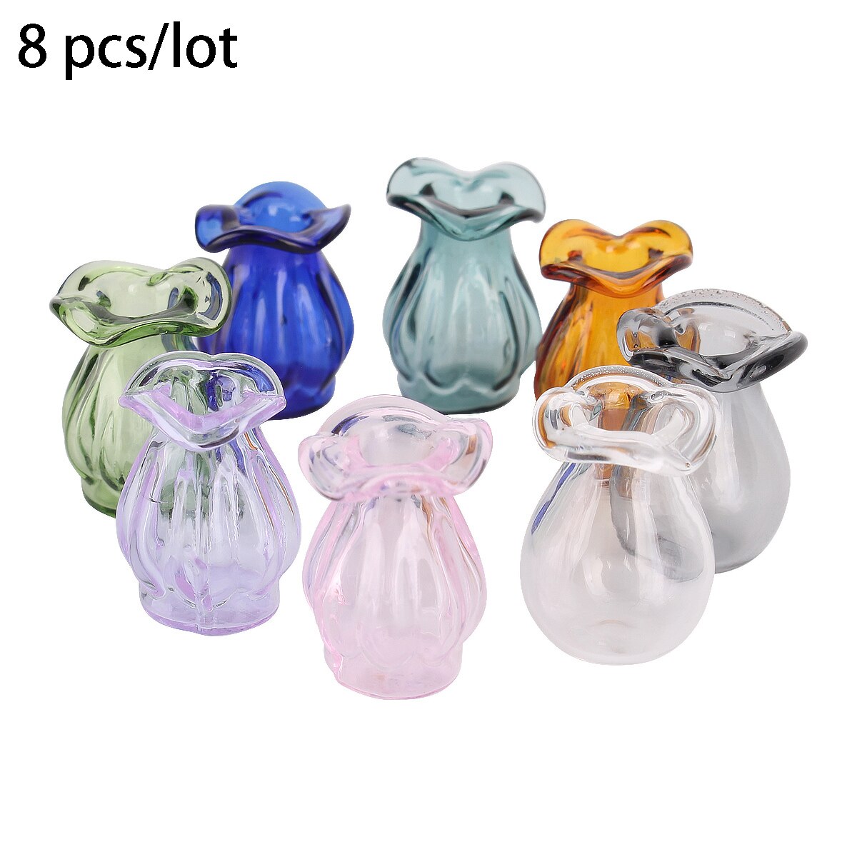 8 Pieces/lot Mini Colored Miniature Vase Glass Bot... – Grandado