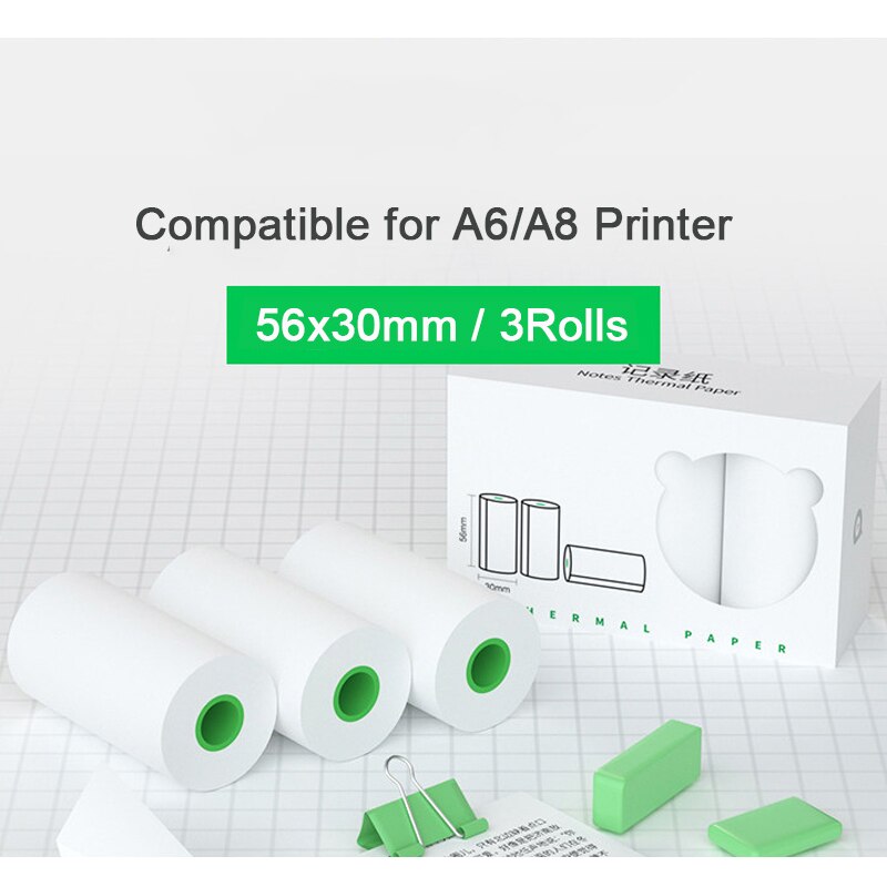 3 rolls of 56*30mm thermal paper printable sticker... – Grandado