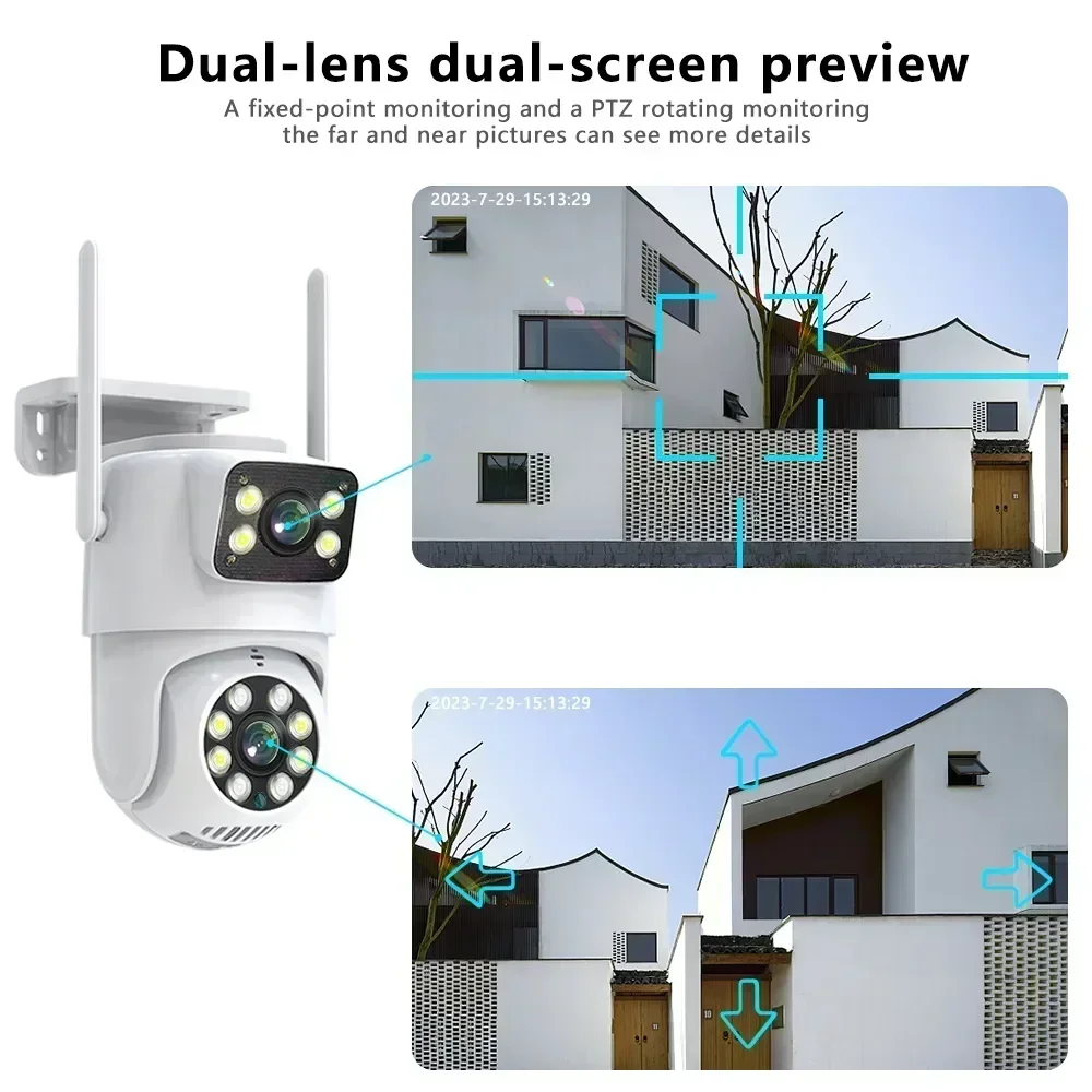 4K 8MP Tuya Dual Lens PTZ WIFI Camera Full HD Dual... – Grandado