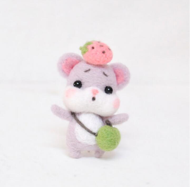 Little mouse wool needlepoint kit wool felt needle... – Vicedeal