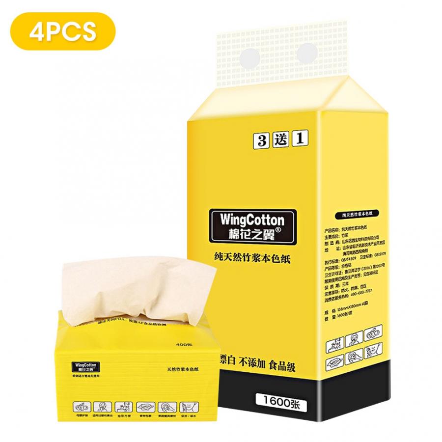 4 Layer 400pcs Bamboo Pulp Tissues Disposable Soft... – Grandado