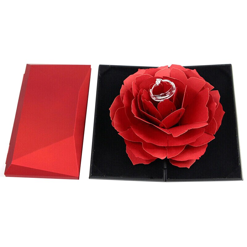Rotating Rose Ring Box Folding Jewelry Storage Box... – Vicedeal