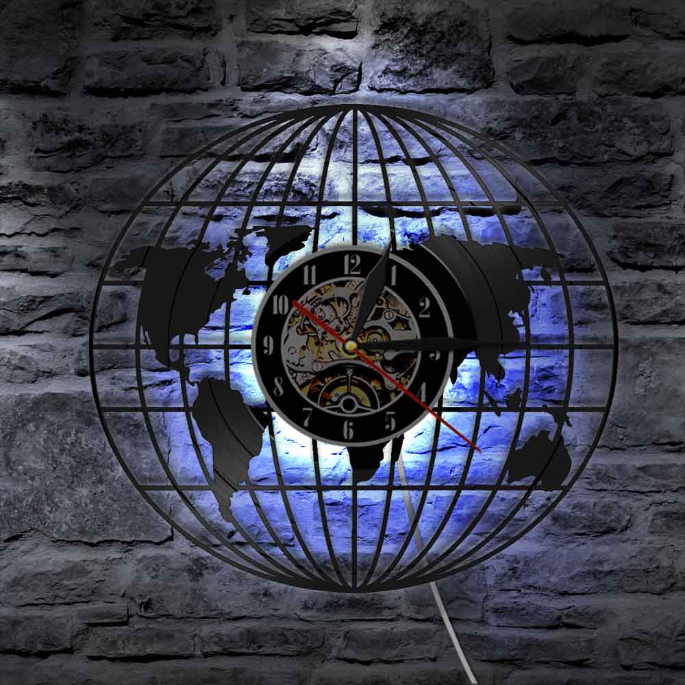 3D Globe Map Of Earth Wall Art Clock All Around Th... – Grandado