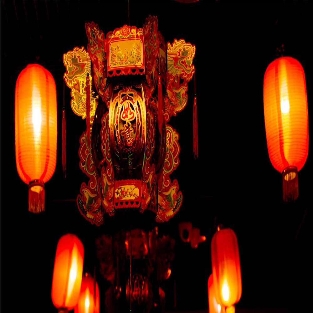 Red Long Chinese Year Lantern Cylinder Chinese Lan... – Grandado