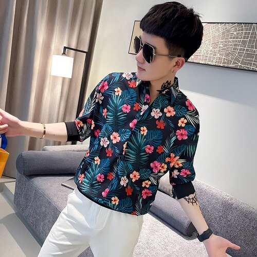 Summert Bloem Shirts Mannen Mode Streetwear Social... – Vicedeal