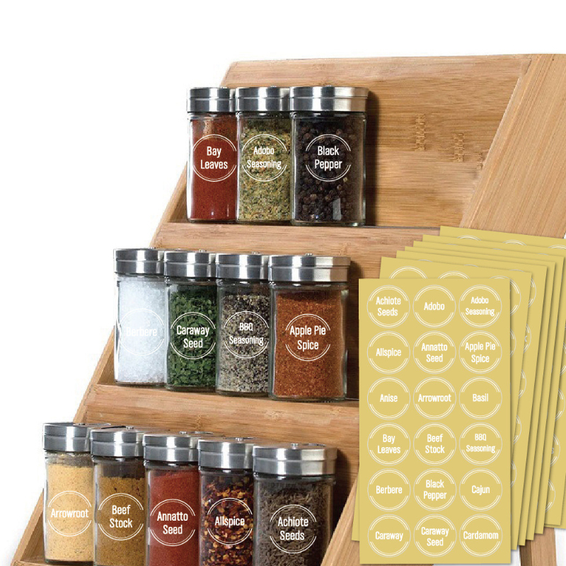 Transparent Spice Labels Preprinted Waterproof Bla... – Vicedeal