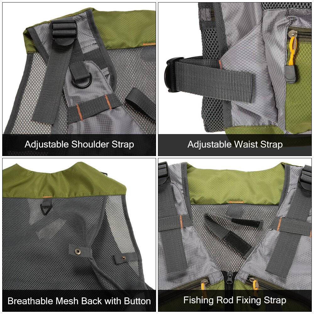 Multi-Pockets Fly Fishing Jacket Vest Outdoor Mesh... – Vicedeal