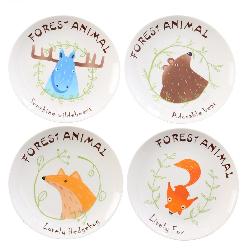 8'/20cm Cat Ceramic Dinner Plate Set Forest Animal... – Grandado