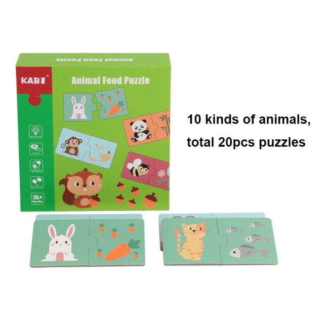 Wooden Puzzle Animal Food Parent-Child Matching Pu... – Grandado