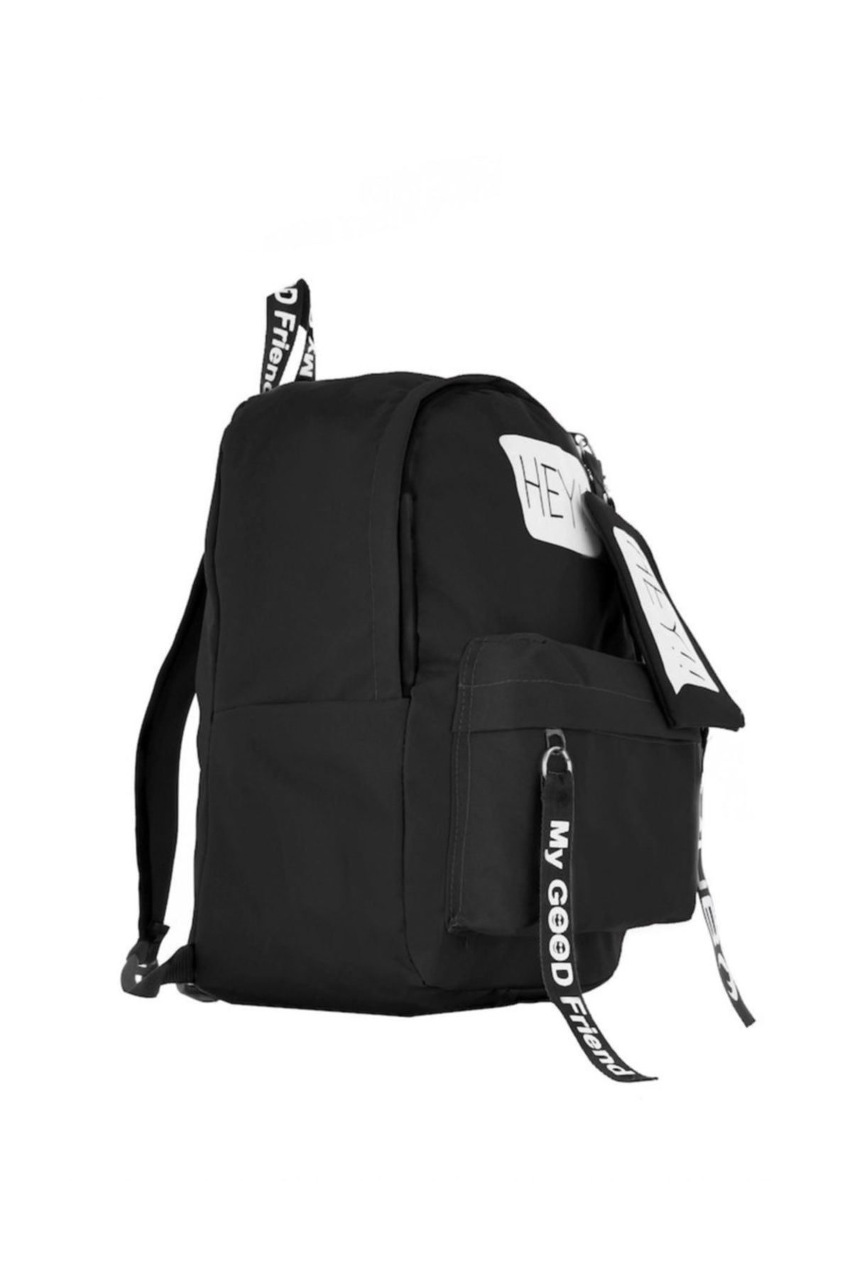 Black Street Style Printed School Backpack Unisex – Grandado