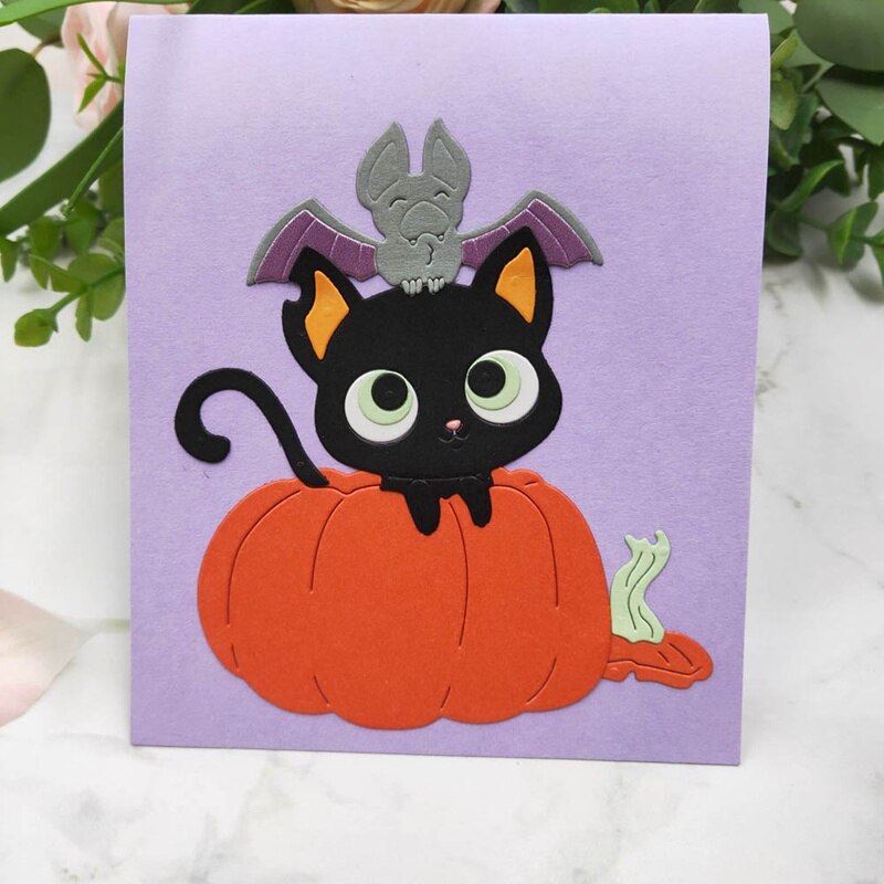 Precioso gato negro calabaza murciélago Metal troq... – Grandado