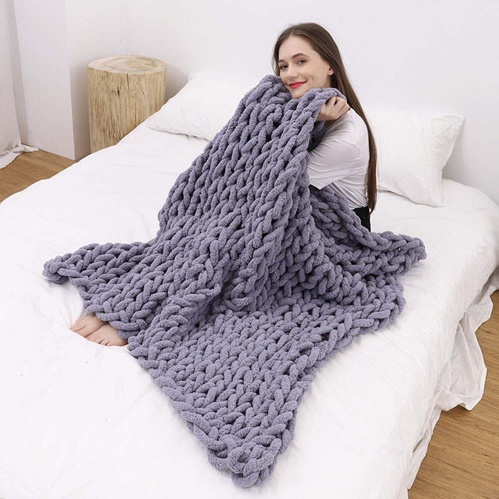 Hand Knitted Blanket Thick Yarn DIY Wool Alternati... – Grandado