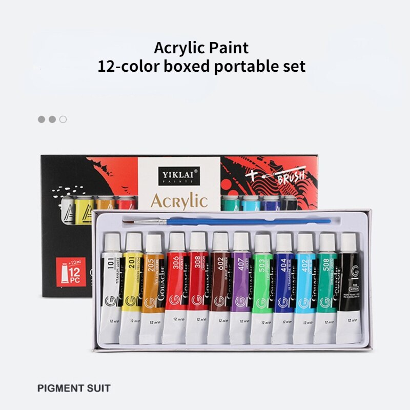 12 Colors 12ml Acrylic Paint Set Art Calligraphy G... – Grandado