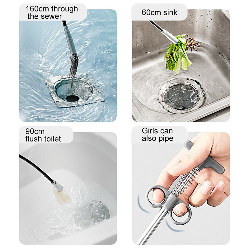 Sewer Pipe Unblocker Snake Spring Pipe Dredging To... – Grandado