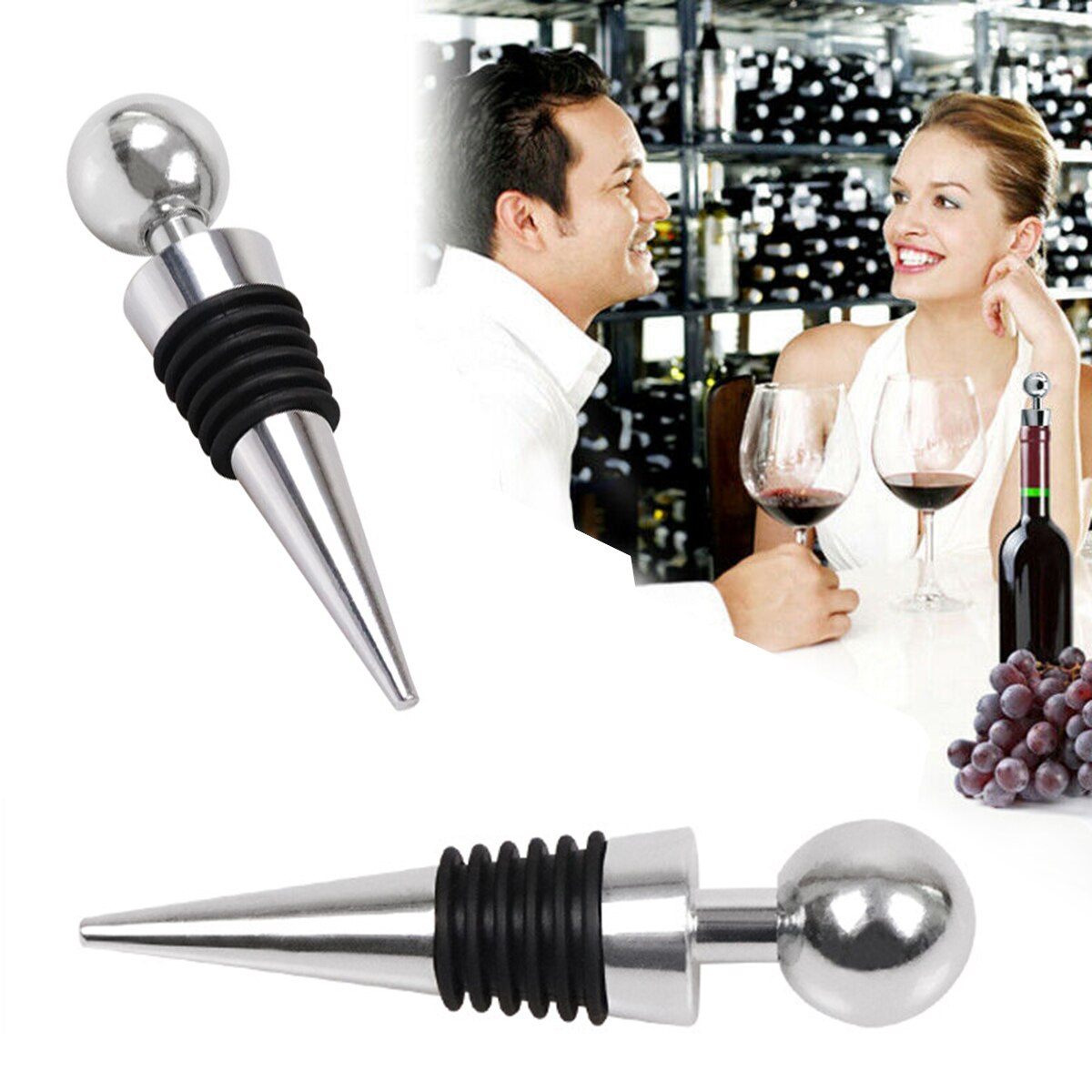 2Pcs Stainless Steel Wine Stopper Vacuum Sealed Be... – Grandado
