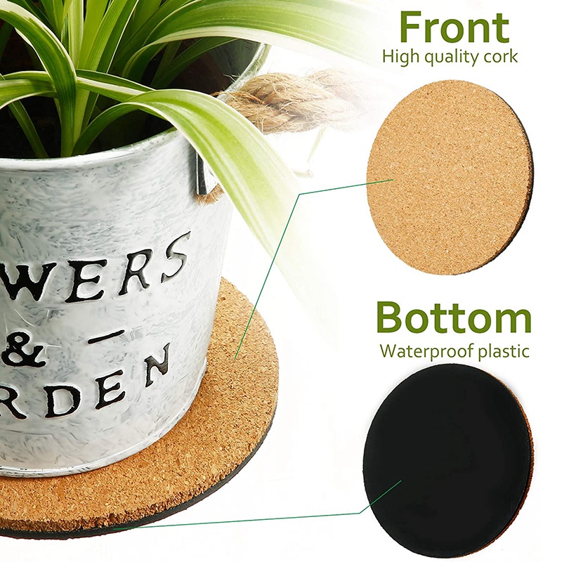 12 Pcs Cork Plant Mat Plastic Plant Mat Round Plat... – Grandado