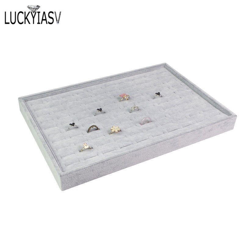 Gray Velvet Jewelry Tray Jewellery Display Box Nec... – Grandado
