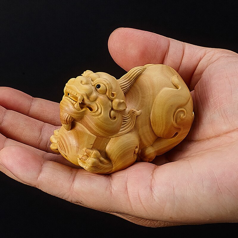 7CM Mythical Boxwood Pixiu Lion Solid Wood Statue ... – Vicedeal