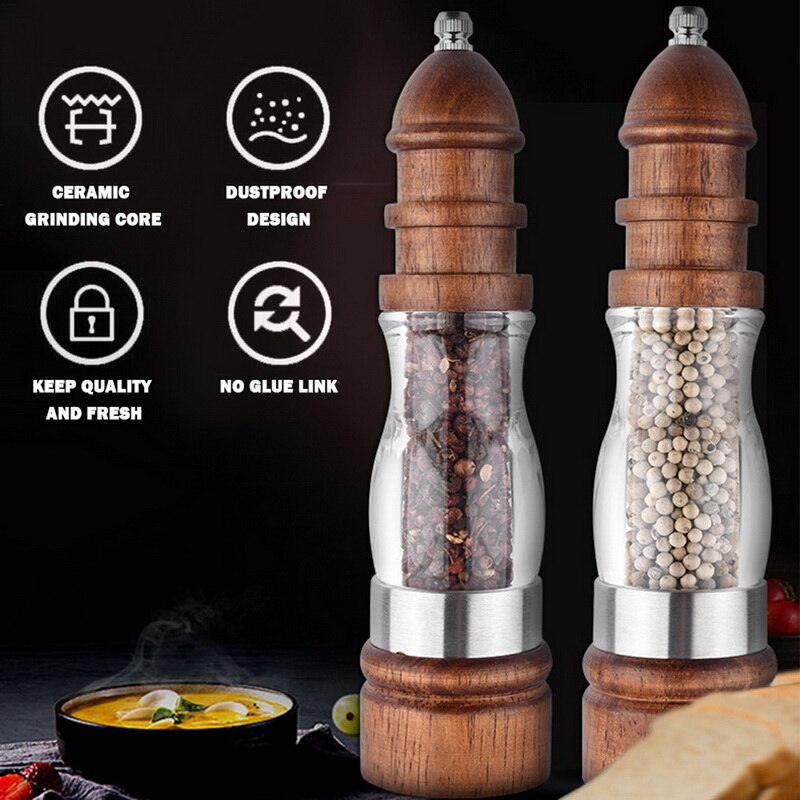 Pepper Grinder Set Acrylic Mills Adjustable coarse... – Grandado