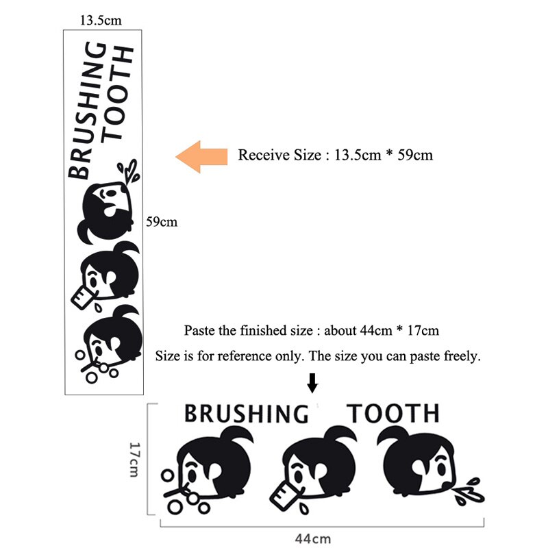 Cartoon Little girl brushing tooth Wall Sticker Ho... – Vicedeal