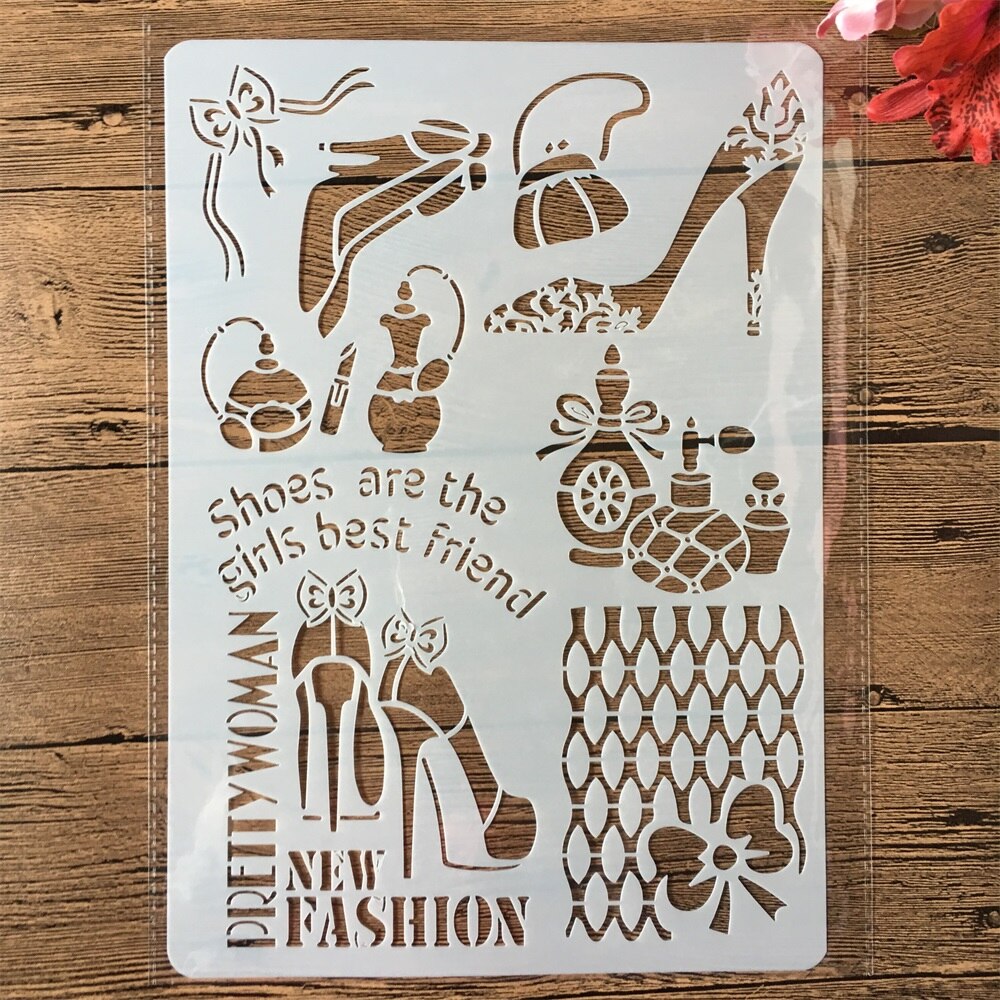A4 Girl Shoes DIY Craft Layering Stencils Painting... – Vicedeal