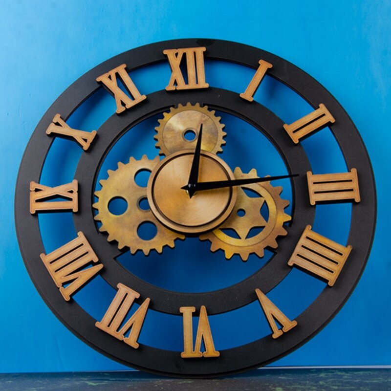 38cm Nordic Roman Numeral Wall Clock Vintage Wood ... – Grandado