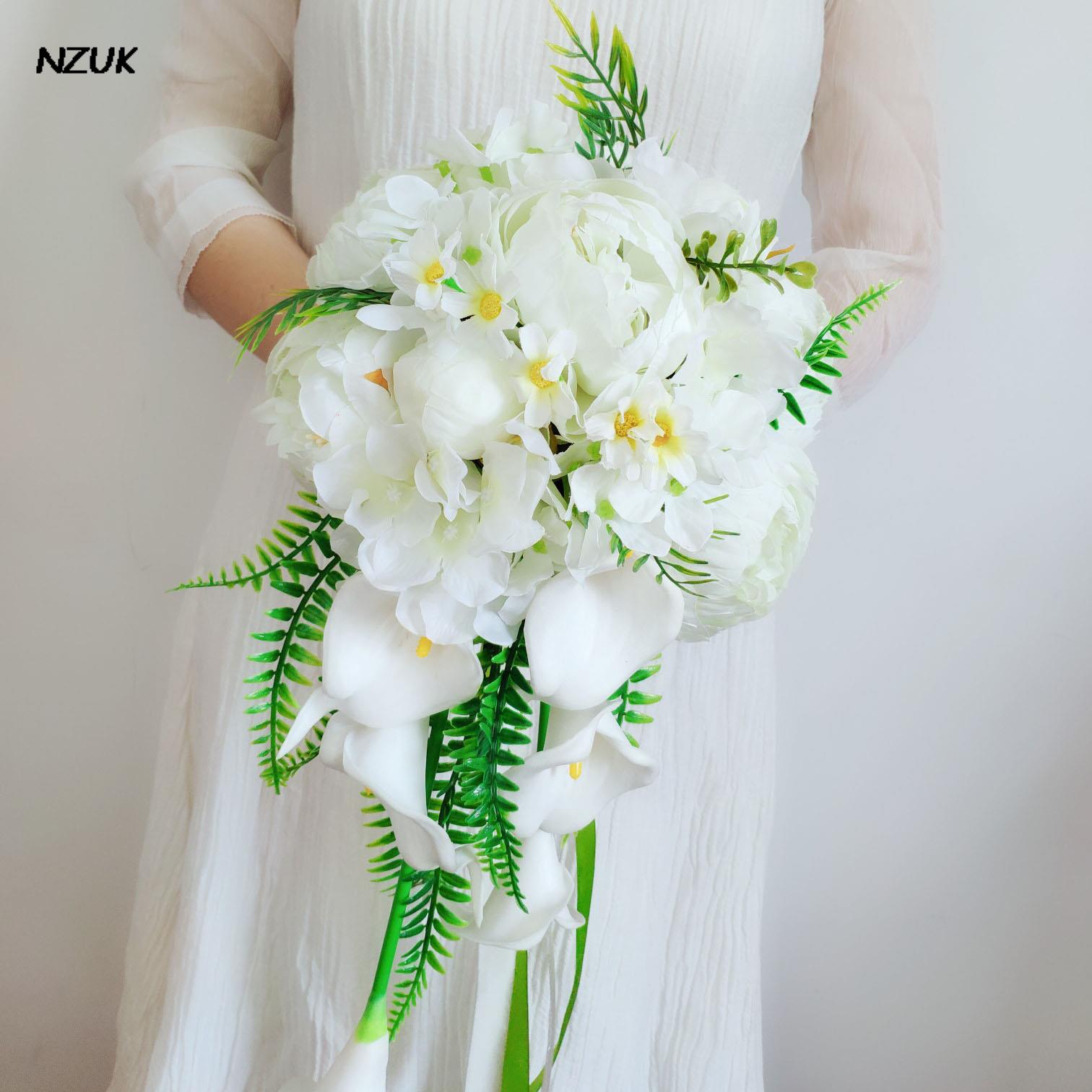 NZUK Waterfall Bridal Bouquet flowers Artificial O... – Vicedeal