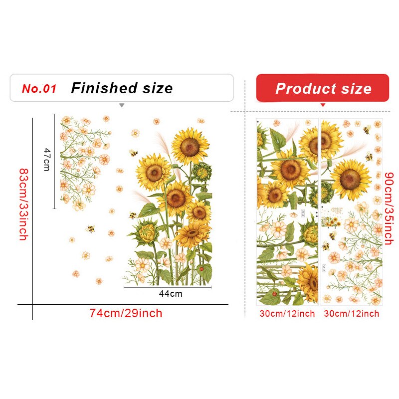 Classic Sunflowers Wall Stickers for Living room B... – Grandado
