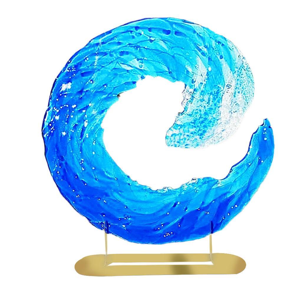 Gradient Blue Wave Sculpture Ornament Decoration W... – Grandado