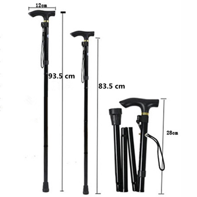 Folding ajustável Cane com Carrying Case, Preto Ul... – Grandado