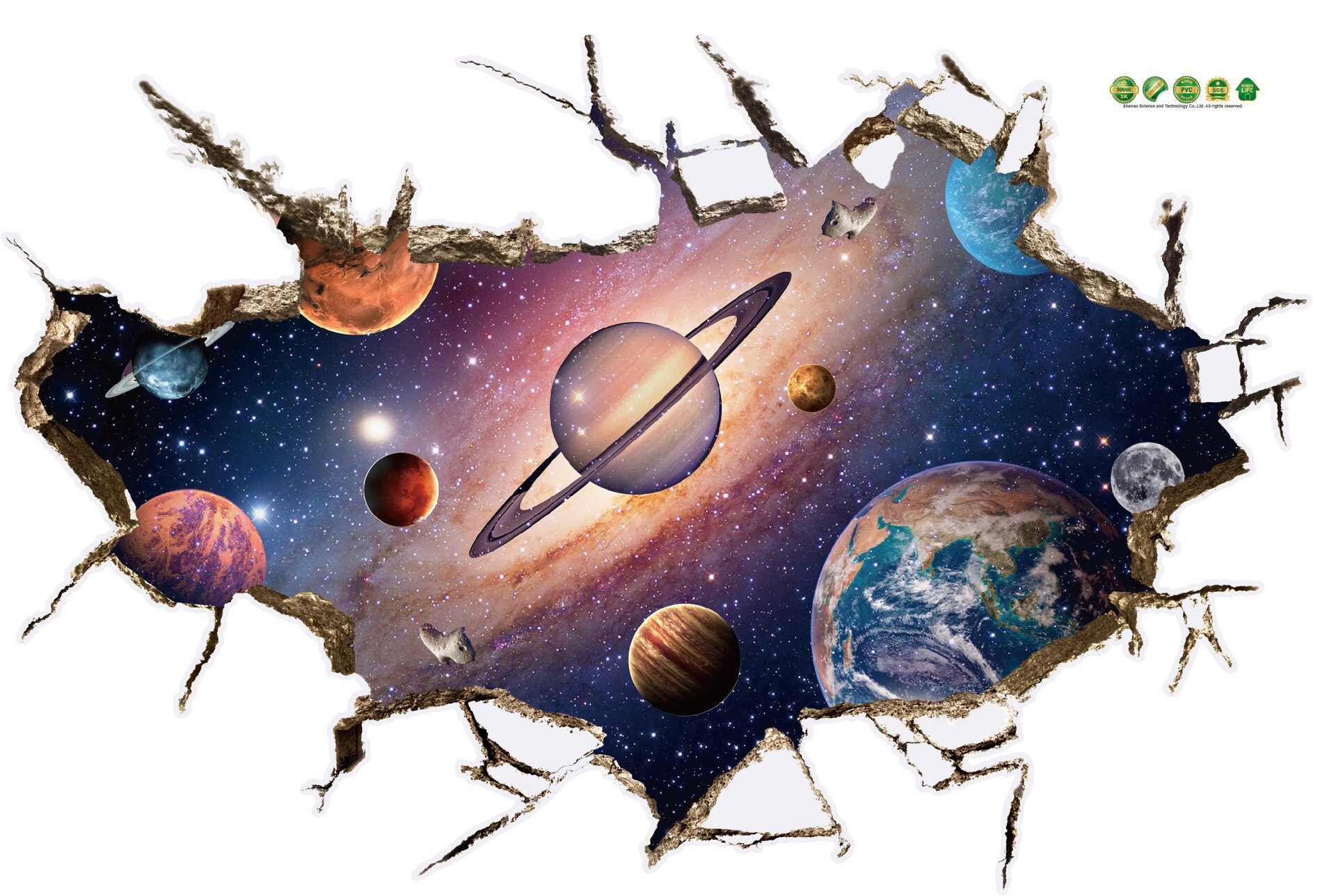 Universe Galaxy Planet children wall stickers home... – Grandado