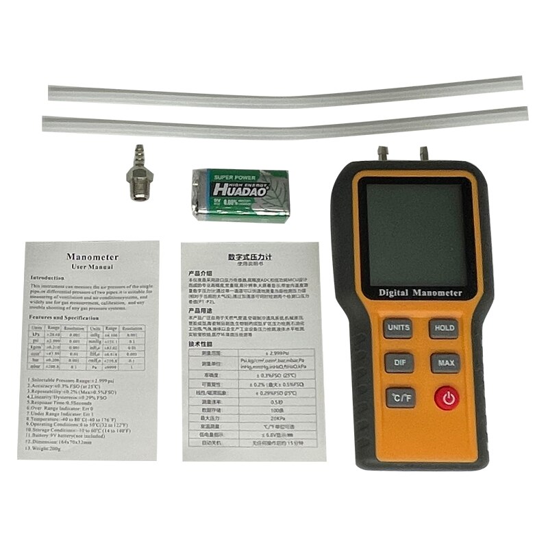 Digital Manometer Air Pressure Meter Differential Grandado