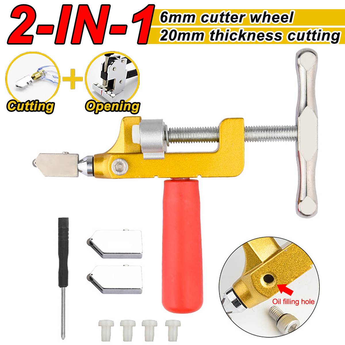 2 In 1 Glassnijder Olie Vullen Glide Glazen Tegel ... – Vicedeal