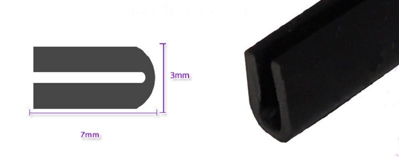 1M 7mm x 3mm U Channel Black Edge Trim Rubber Car ... – Vicedeal