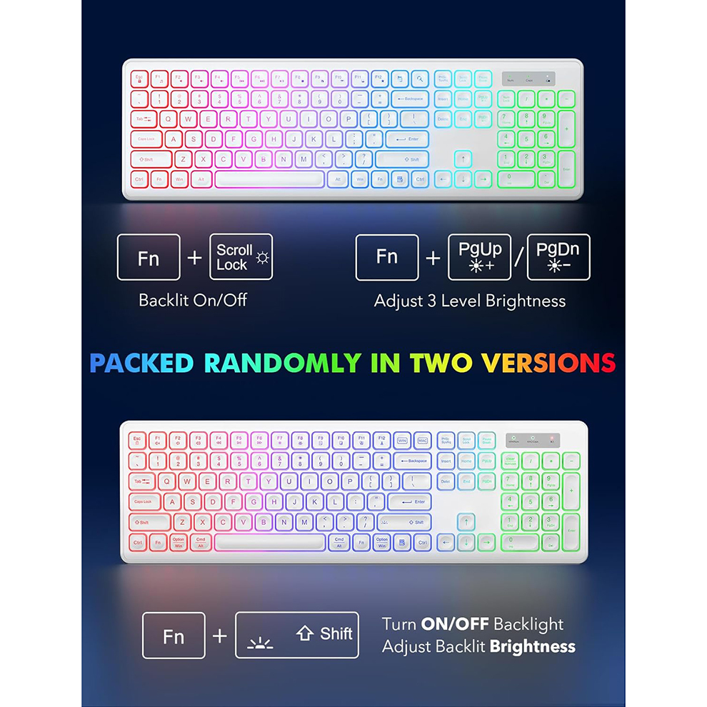 Backlit Wireless Keyboard and Mouse Combo Recharge... – Grandado