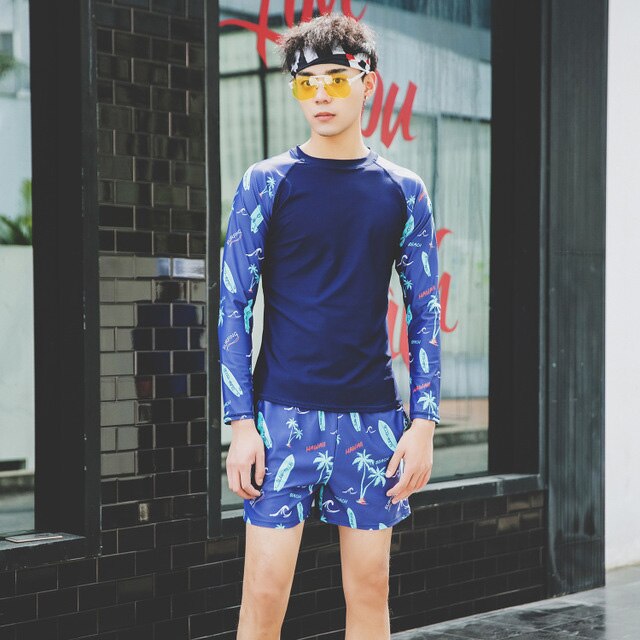 2 Pieces Mens Long Sleeve Rash Guards Set UPF 50+ ... – Grandado