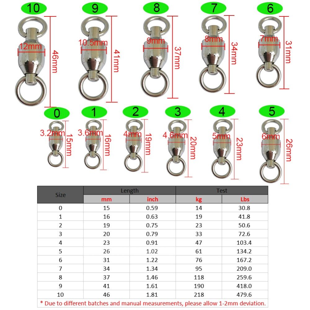5 pcs Fishing Ball Bearing Swivel With Solid Ring ... – Vicedeal