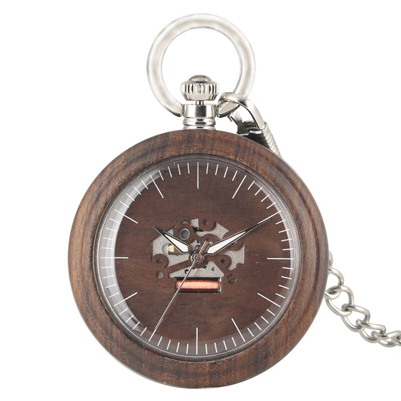 Quartz Wooden Pocket Watch Men Keychain Luminous C... – Grandado