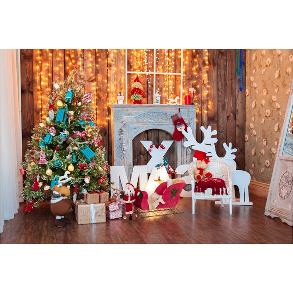 7x5ft Christmas Backdrop Tree Bells Lights Vinly C... – Grandado