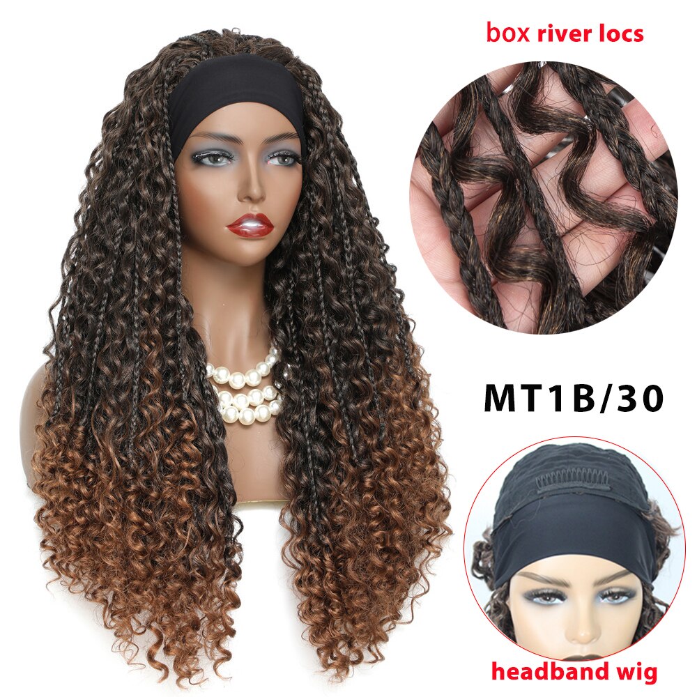 Ombre Brown Headband Wigs with River Faux Locs Cro... – Grandado