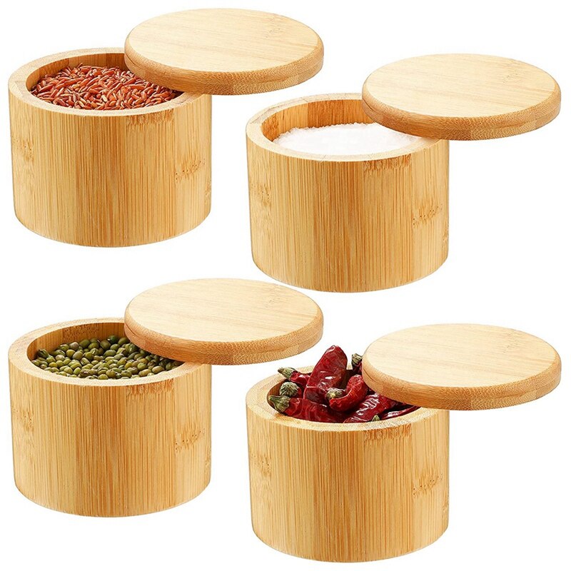 Bamboo Salt Storage With Swivel Lid Salt And Spice... – Grandado