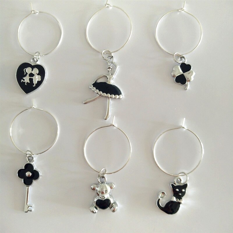 Vin charms 6 stk vinglas charms ringe markør julef... – Grandado