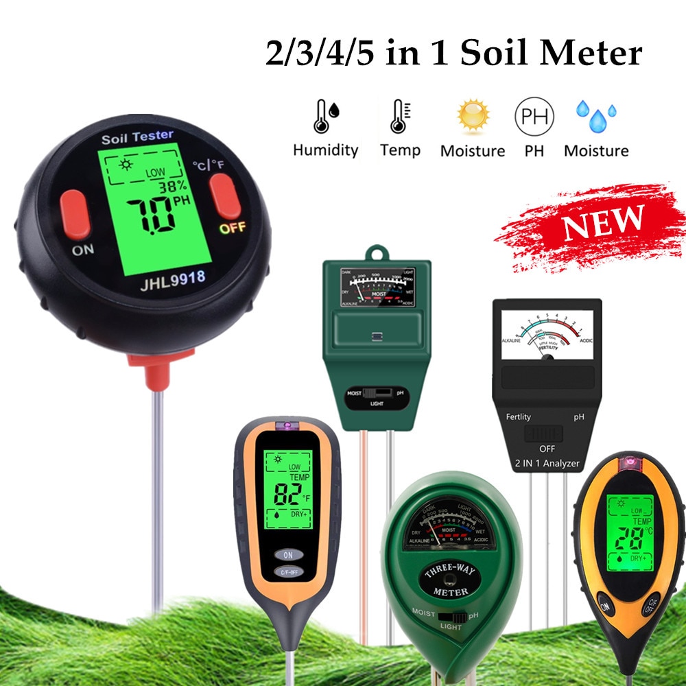 2/3/4/5 IN 1 Soil PH Meter Soil Tester PH Sunlight... – Grandado