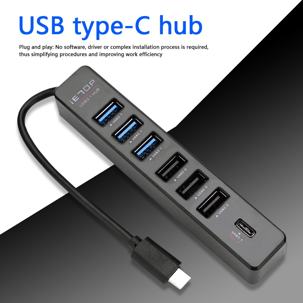 7/4 Poorten 5Gbps Type C Hub 3 Usb 3.0 3 Usb 2.0 U... – Grandado